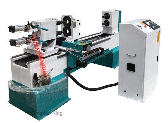 Full automatic double spindles wood turning lathe machine
